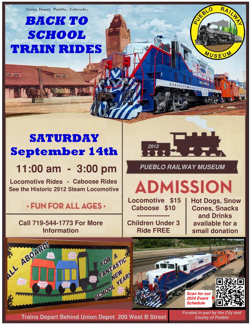 Back to School Train Rides, Saturday, September 14! – Pueblo Railway Museum